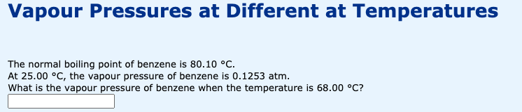 Solved Vapour Pressures at Different at Temperatures The | Chegg.com