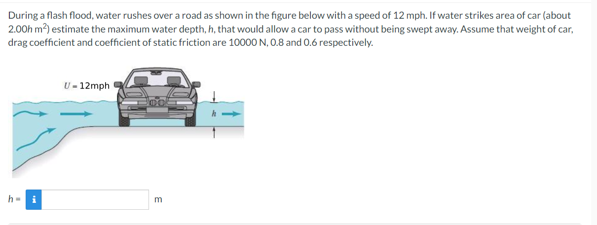 Solved During a flash flood, water rushes over a road as | Chegg.com