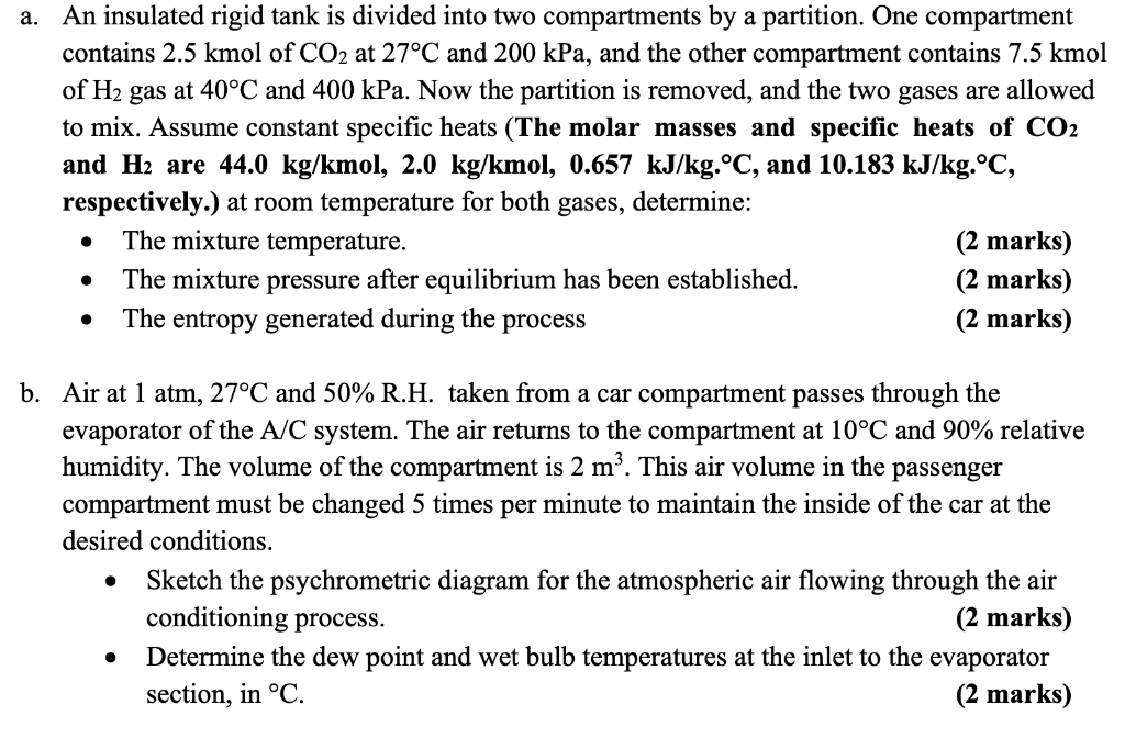 Solved a. An insulated rigid tank is divided into two | Chegg.com