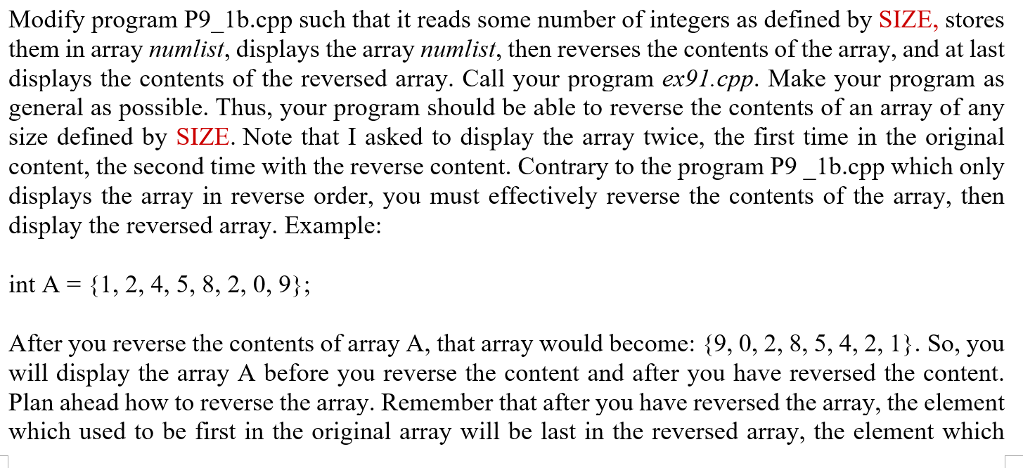 Solved Modify Program P9 1b Cpp Such That It Reads Some