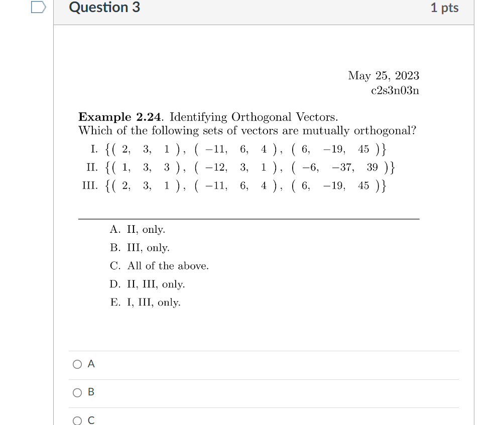 Solved Question 3 1 pts May 25, 2023 c2s3n03n Example 2.24. | Chegg.com