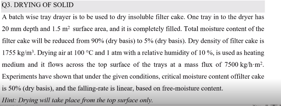 Solved Determine: (a) drying time for the constant-rate | Chegg.com