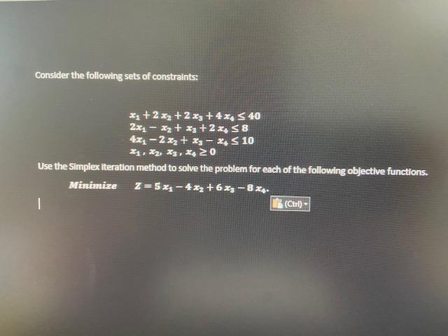 Solved Consider the following sets of constraints: x + 2 x2 | Chegg.com