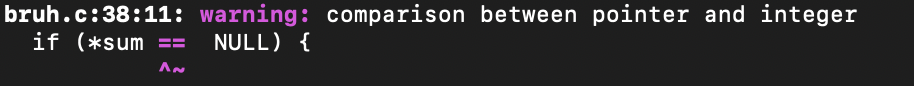 Solved bruh.c:38:11: warning: comparison between pointer and | Chegg.com