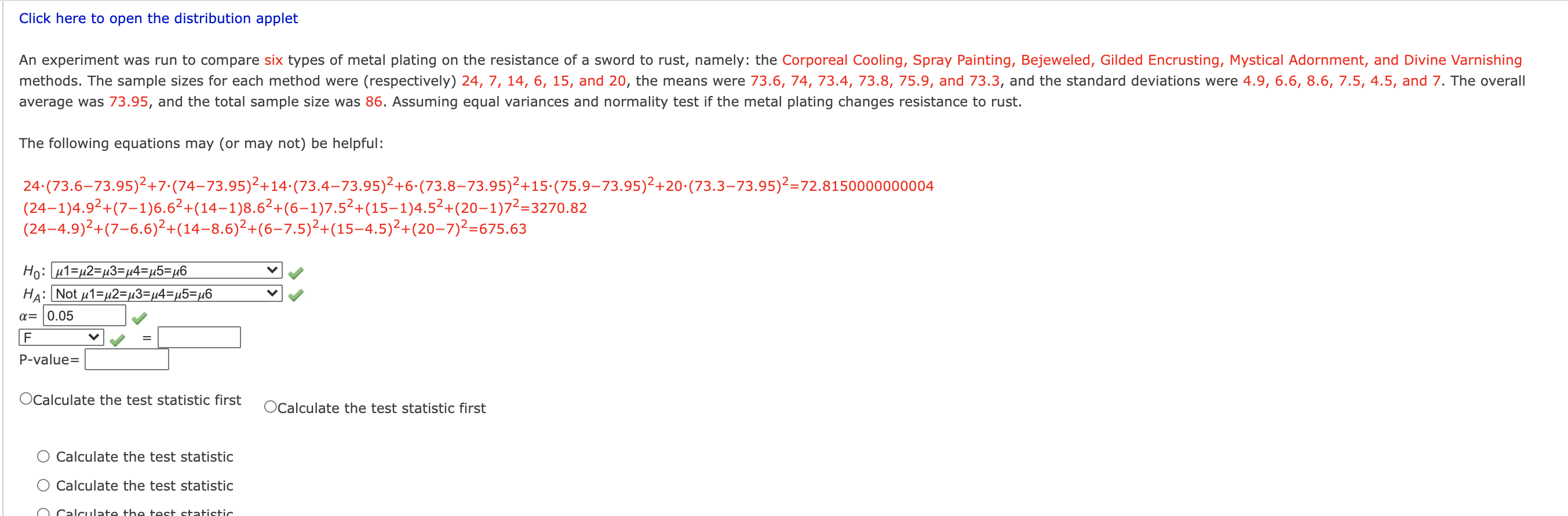 Solved Click here to open the distribution applet An | Chegg.com