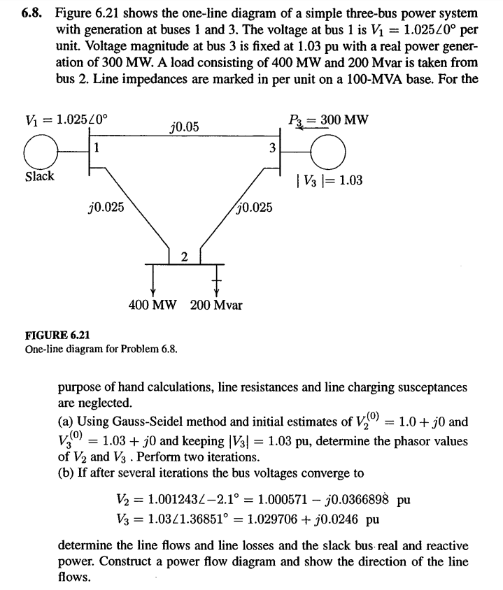 Solved 6.8. Figure 6.21 shows the one-line diagram of a | Chegg.com