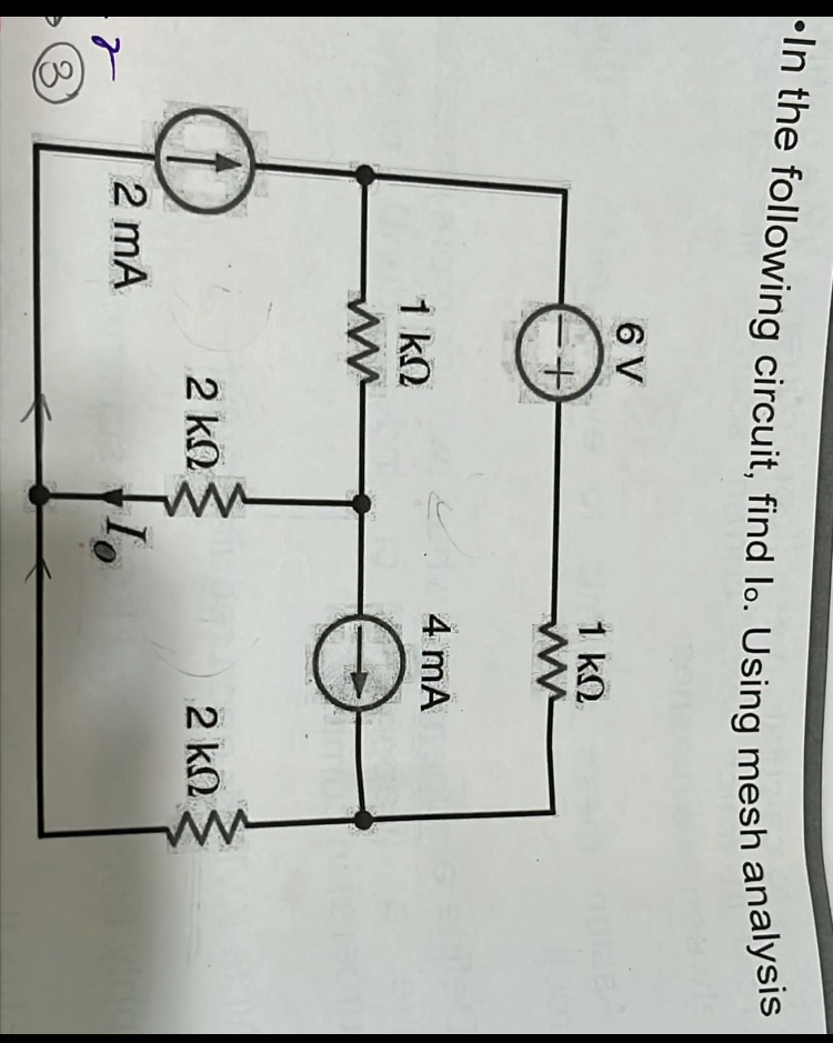 Solved - In the following circuit, find lo. Using mesh | Chegg.com