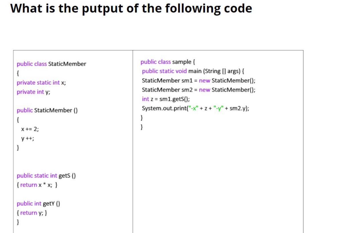 Solved What Is The Putput Of The Following Code Public Class 0170