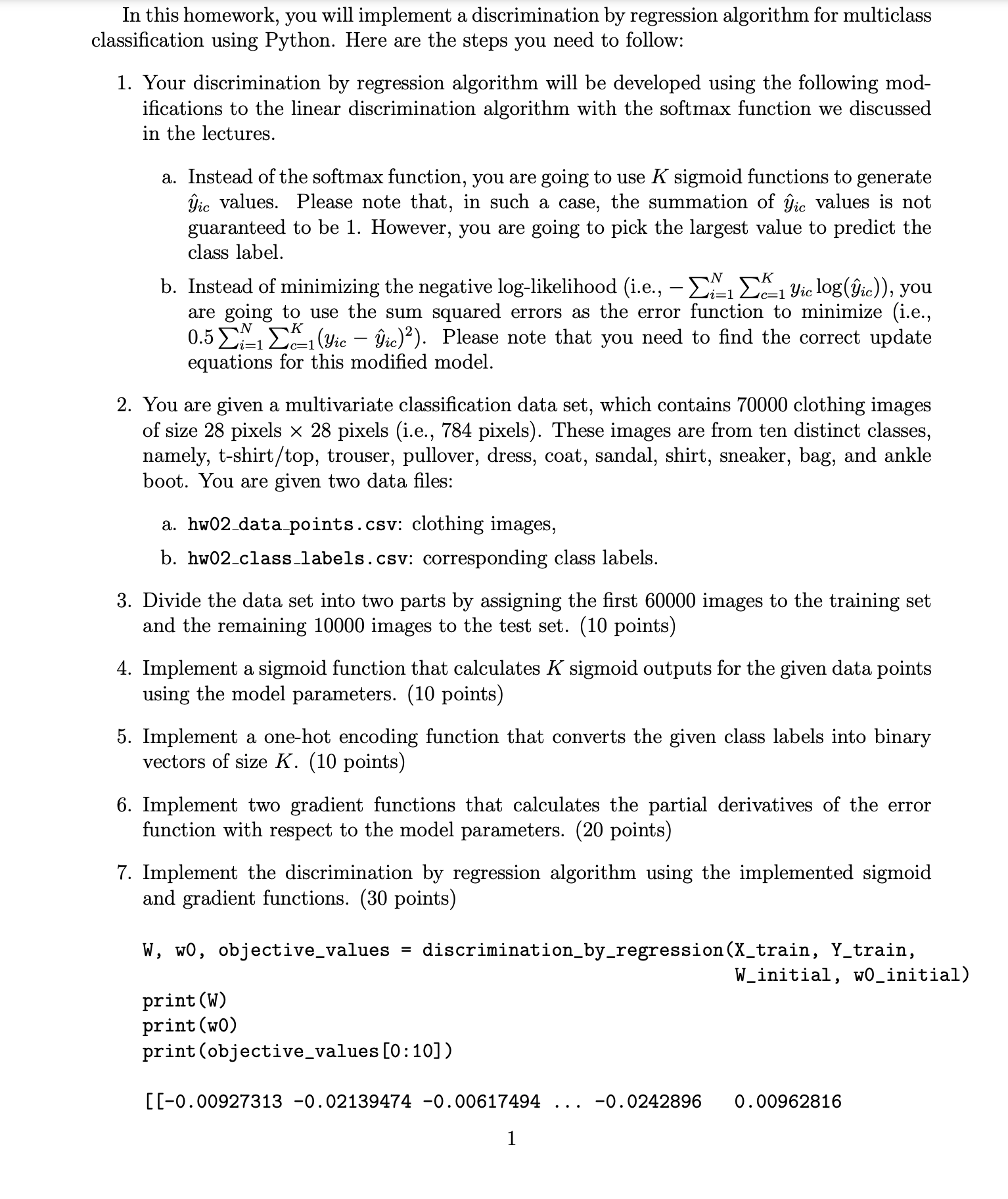 Solved In this homework, you will implement a discrimination | Chegg.com