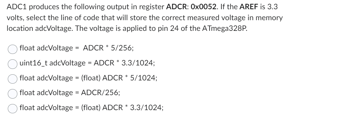 Solved ADC1 produces the following output in register ADCR: | Chegg.com