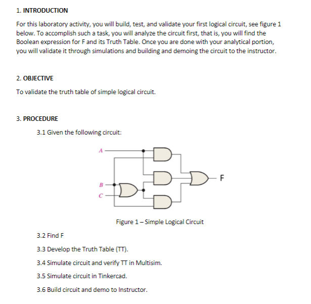 Solved 1. INTRODUCTION For this laboratory activity, you | Chegg.com