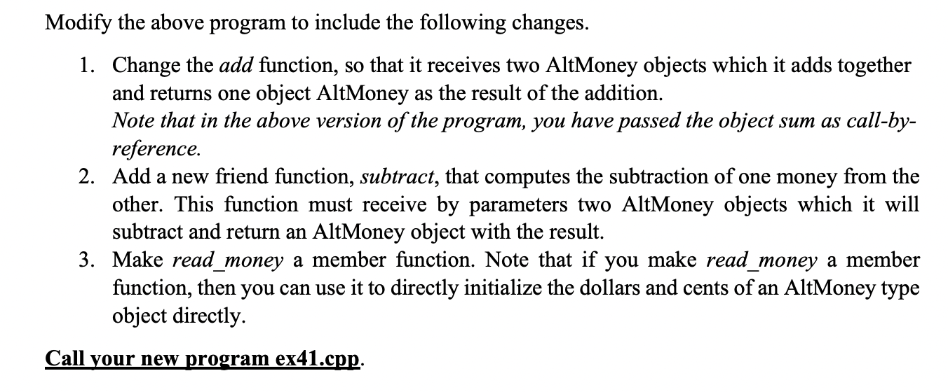 Solved C++ // P81a.cpp - This program adds money of two | Chegg.com