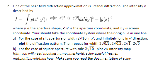 Solved One Of The Near Field Diffraction Approximation Is