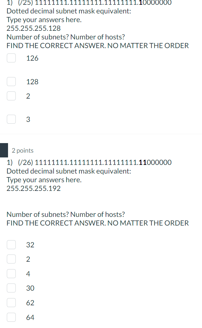 Solved Dotted Decimal Subnet Mask Equivalent Type Your