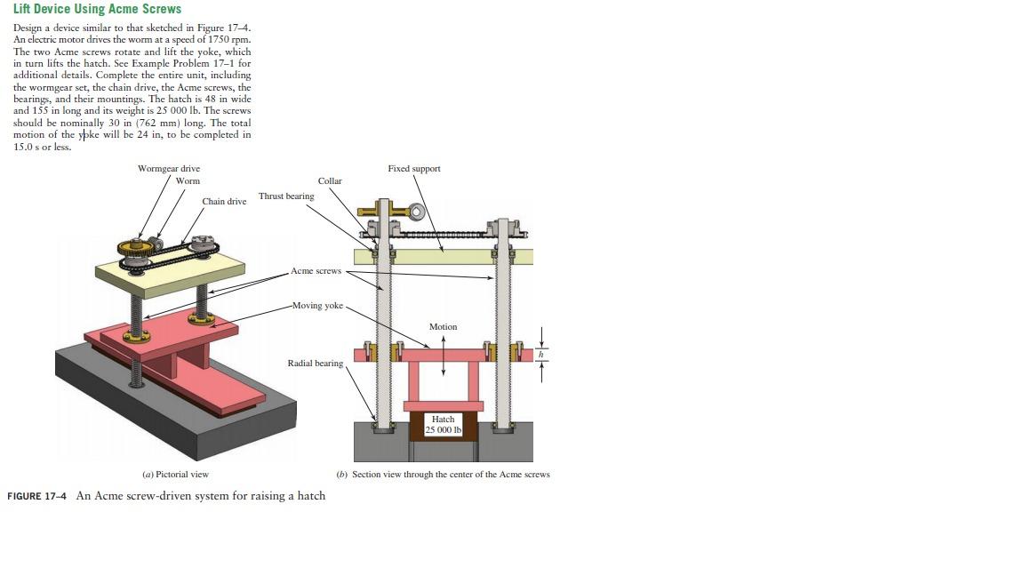 Solved Lift Device Using Acme Screws Design a device similar | Chegg.com