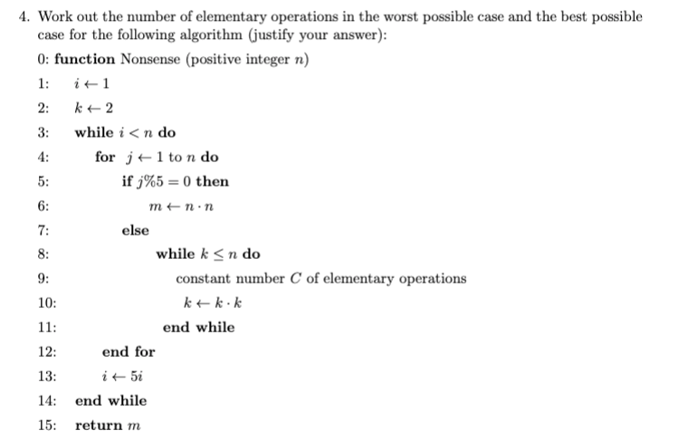 Solved 4. Work out the number of elementary operations in | Chegg.com