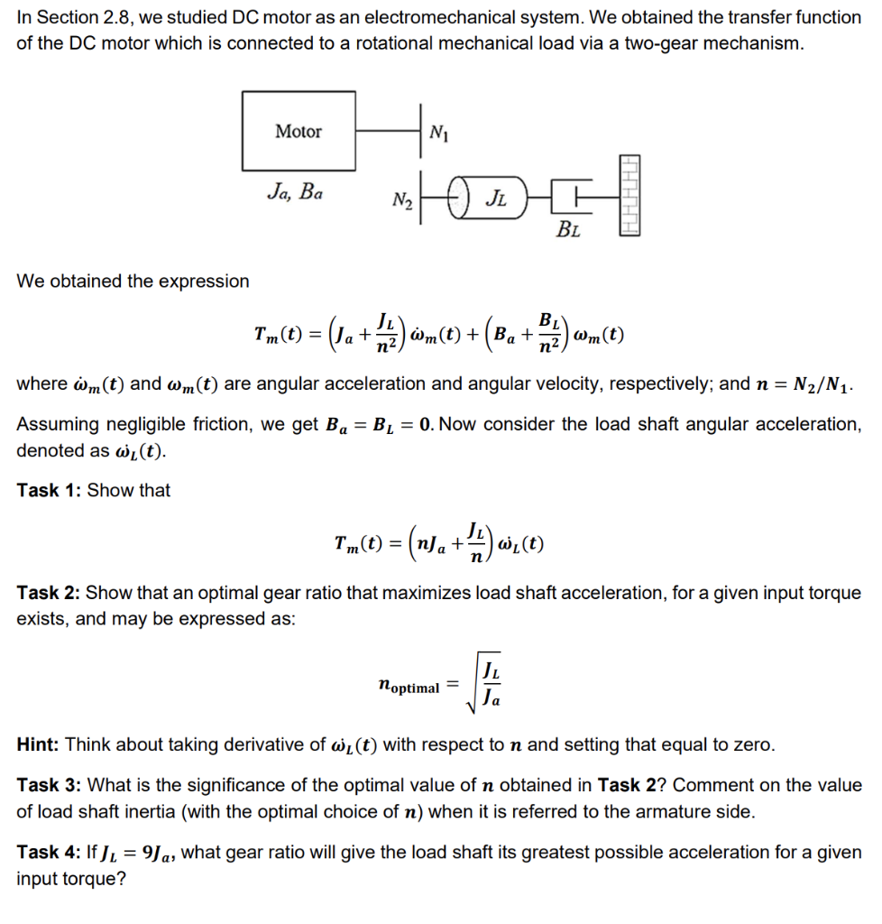 Solved In Section 2.8, we studied DC motor as an | Chegg.com