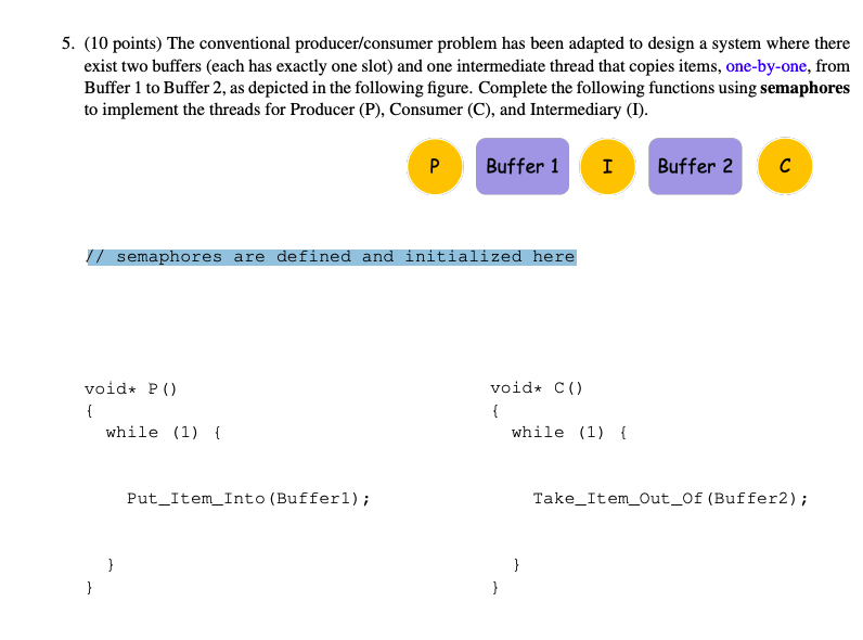 Solved 5. (10 points) The conventional producer/consumer | Chegg.com
