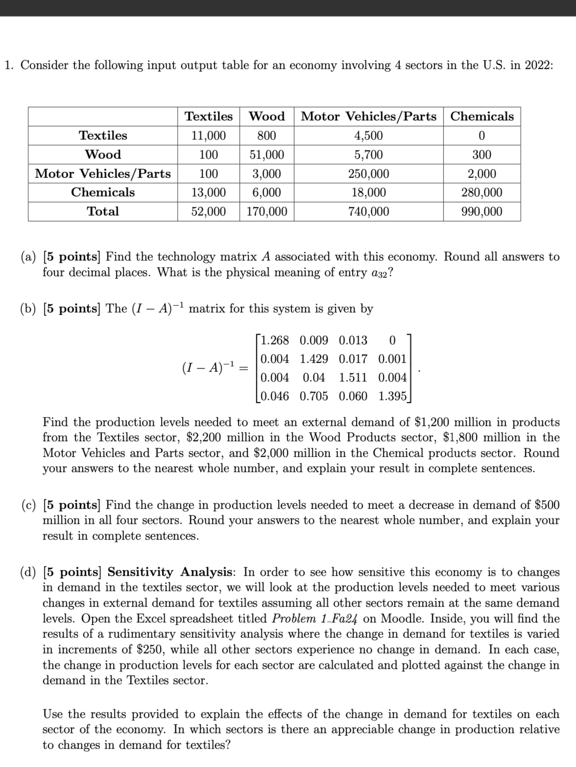 Solved Consider The Following Input Output Table For An