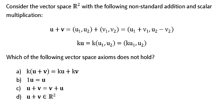 Solved Consider the vector space R2 with the following | Chegg.com