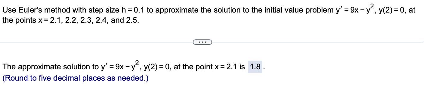 Solved Use Eulers Method With Step Size H01 