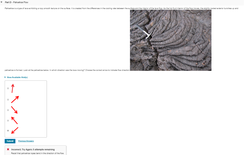 Solved Part D-Pahoehoe Flow Pahoehoe s a type of lava | Chegg.com