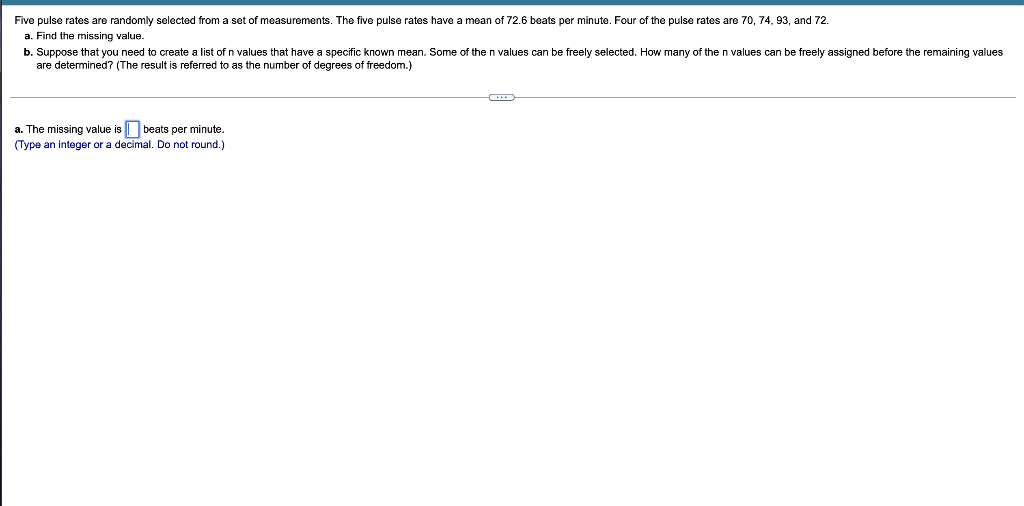 Solved Five pulse rates are randomly selected from a set of | Chegg.com