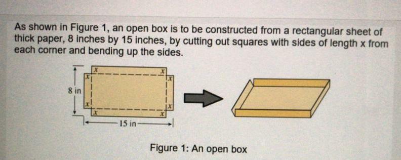 Solved As shown in Figure 1, an open box is to be | Chegg.com
