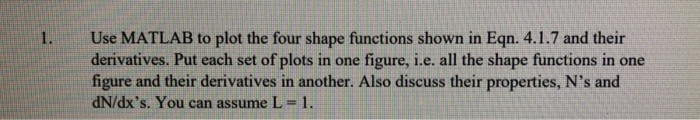 Solved Use MATLAB to plot the four shape functions shown in | Chegg.com