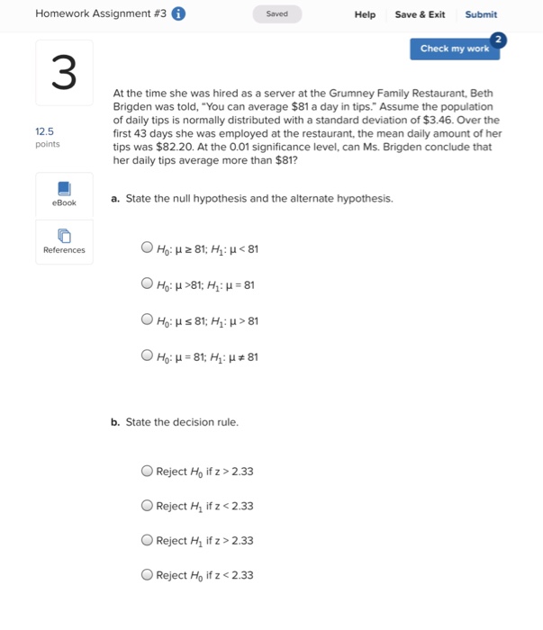 Solved Homework Assignment #3 Saved Help Save & Exit Submit | Chegg.com