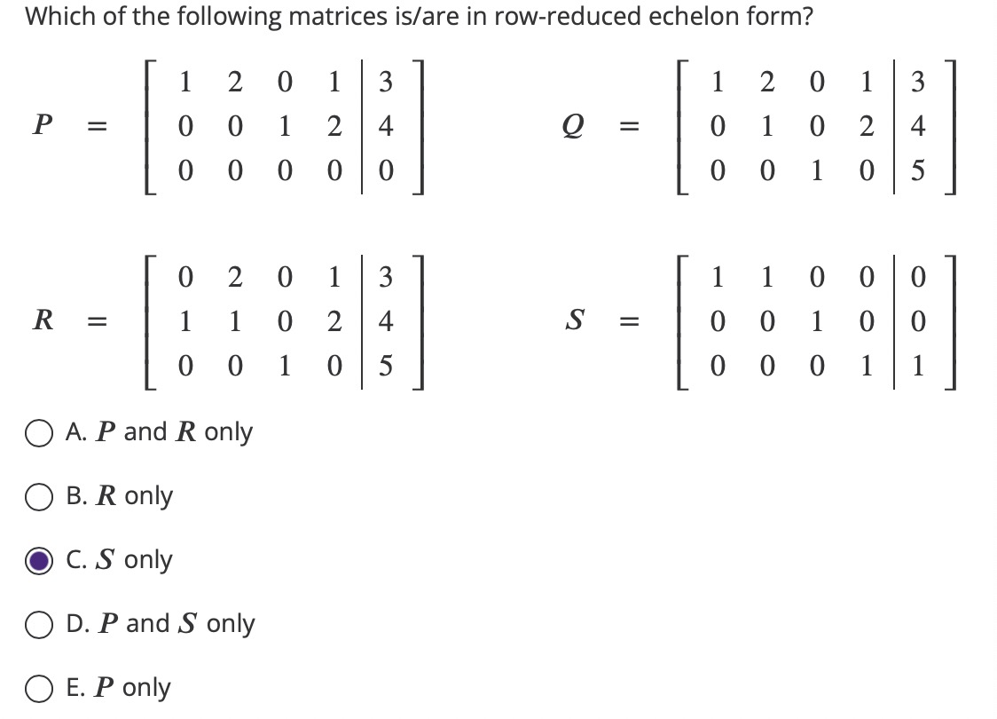Solved Which of the following matrices is/are in row-reduced | Chegg.com