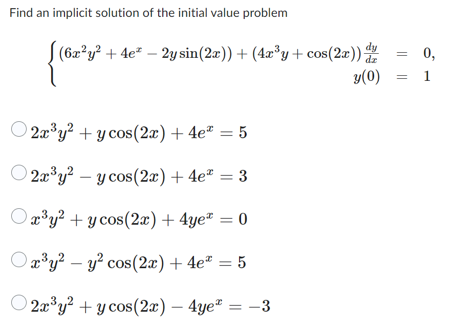 Solved Find an implicit solution of the initial value | Chegg.com