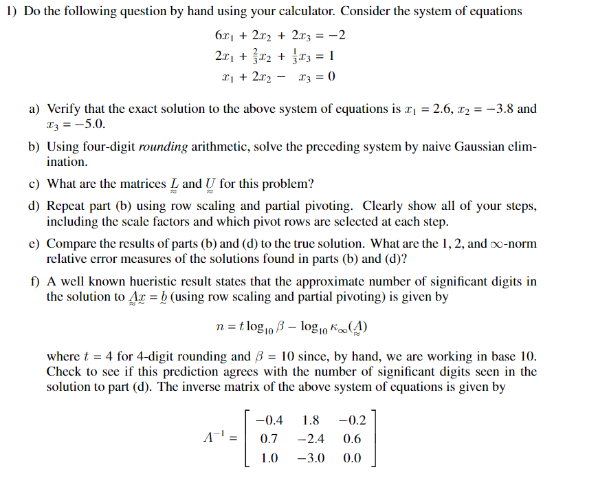 Solved 1) Do the following question by hand using your | Chegg.com