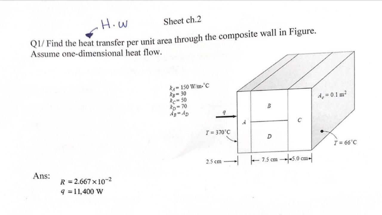 Solved How Sheet ch.2 Q1/ Find the heat transfer per unit | Chegg.com