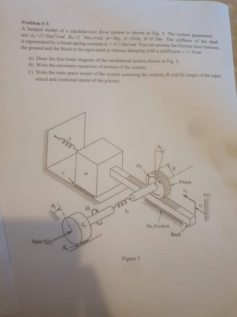Solved Problem # 3: A lumped model of a machine-tool drive | Chegg.com