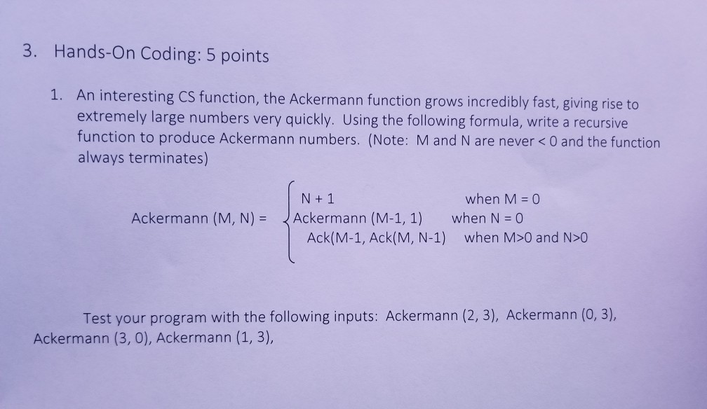 Solved 3. Hands-On Coding: 5 points An interesting CS | Chegg.com
