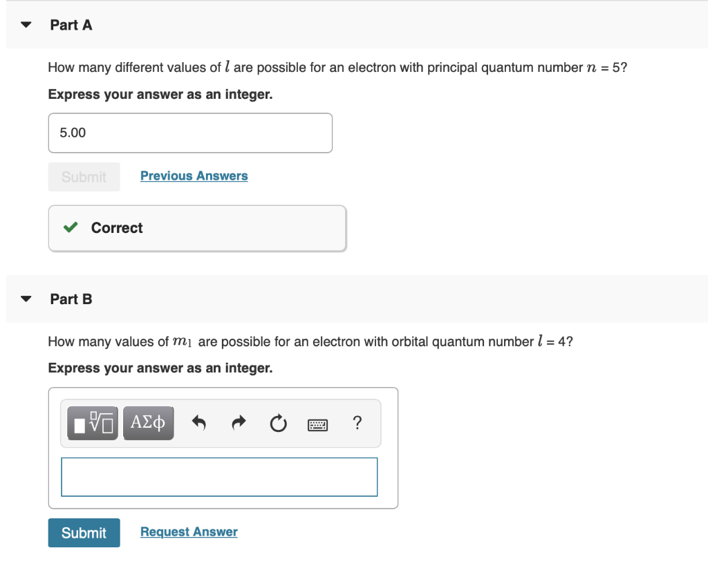 Solved Part A How many different values of l are possible | Chegg.com