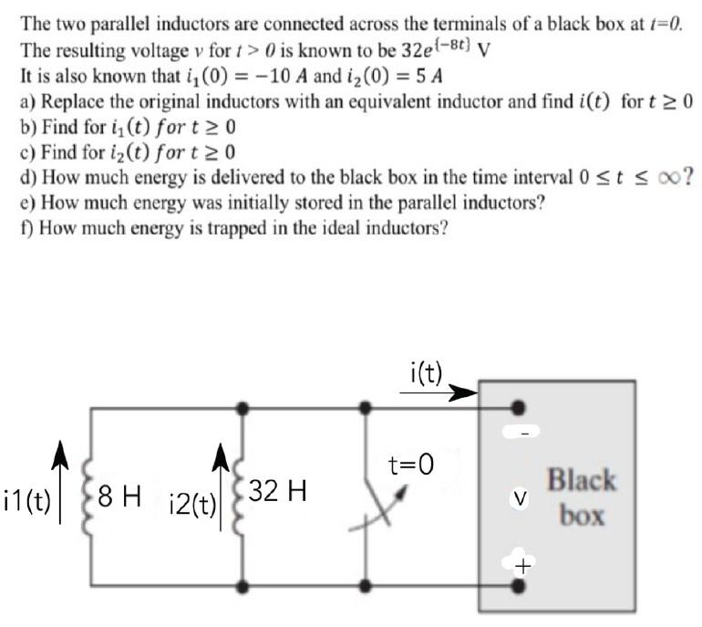 Solved The two parallel inductors are connected across the | Chegg.com