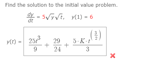 Solved Find the solution to the initial value problem. dy = | Chegg.com