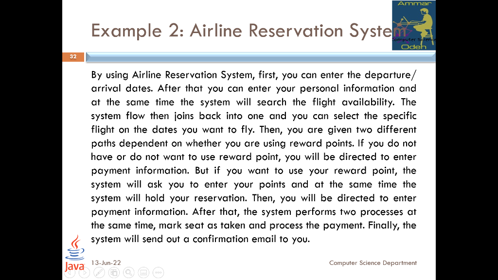 Solved Ammar Example 2: Airline Reservation System Odeh 32 | Chegg.com