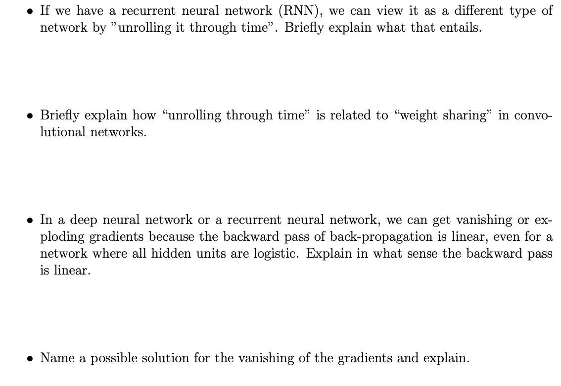 Solved • If we have a recurrent neural network (RNN), we can | Chegg.com