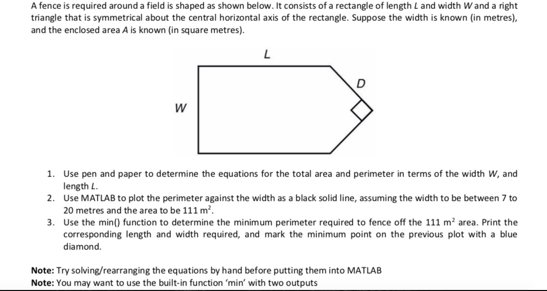 Solved A fence is required around a field is shaped as shown | Chegg.com