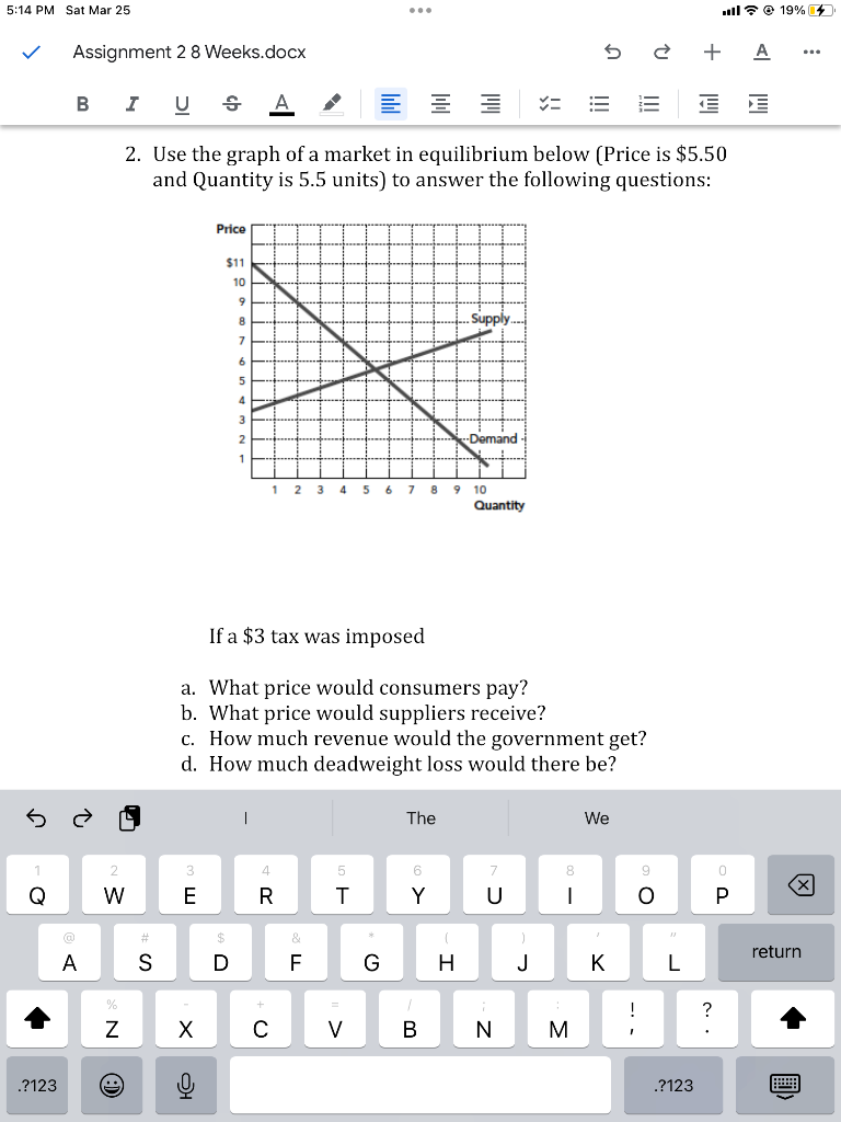 Solved 2. Use the graph of a market in equilibrium below | Chegg.com