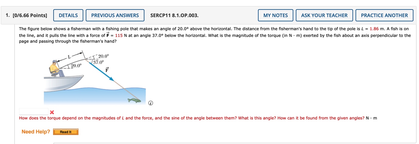 Solved The figure below shows a fisherman with a fishing | Chegg.com