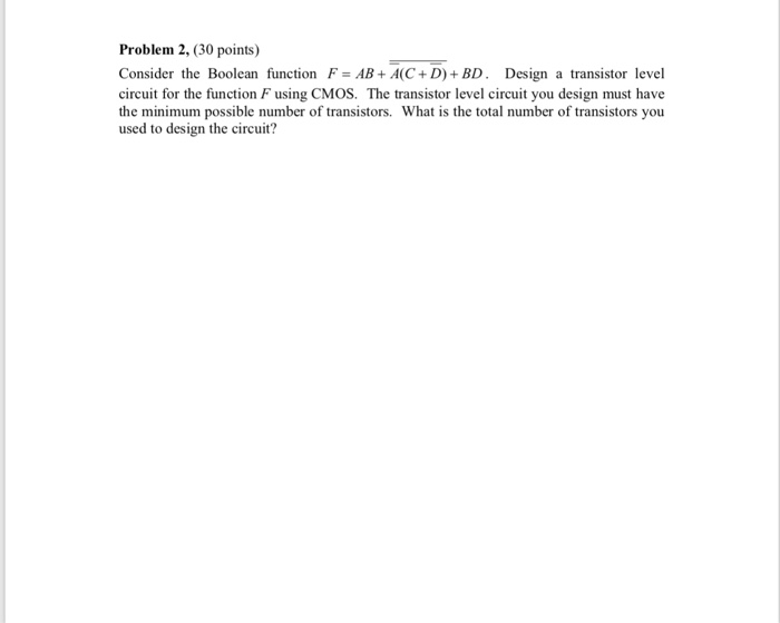 Solved Problem 2 30 Points Consider The Boolean Function 4345