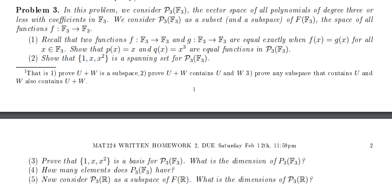 Solved Problem 3. In this problem, we consider P3 (F3), the | Chegg.com
