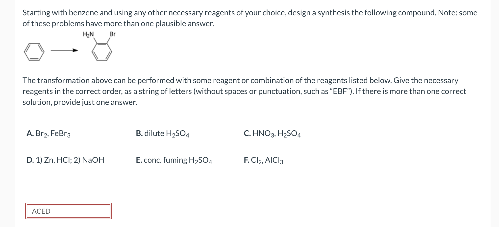 Solved Starting with benzene and using any other necessary | Chegg.com