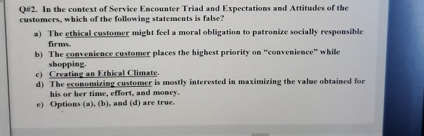 Solved Q#2. In the context of Service Encounter Triad and | Chegg.com