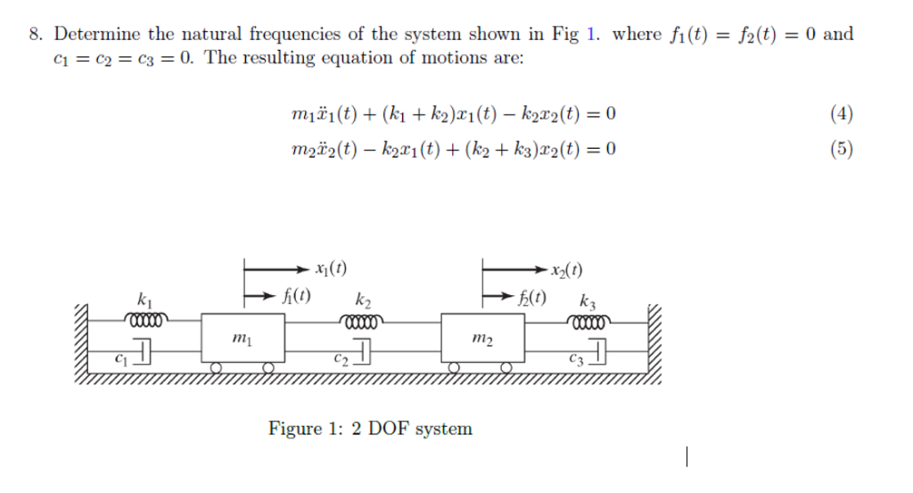 Solved 8. Determine the natural frequencies of the system | Chegg.com
