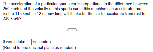 Solved The acceleration of a particular sports car is | Chegg.com